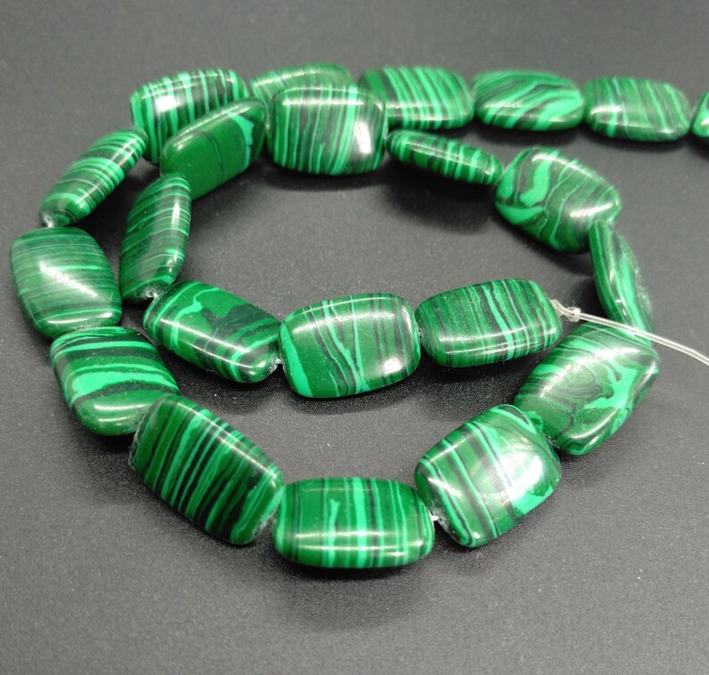 Rectangle Malachite strand Synthetic Stripe malachite | Etsy