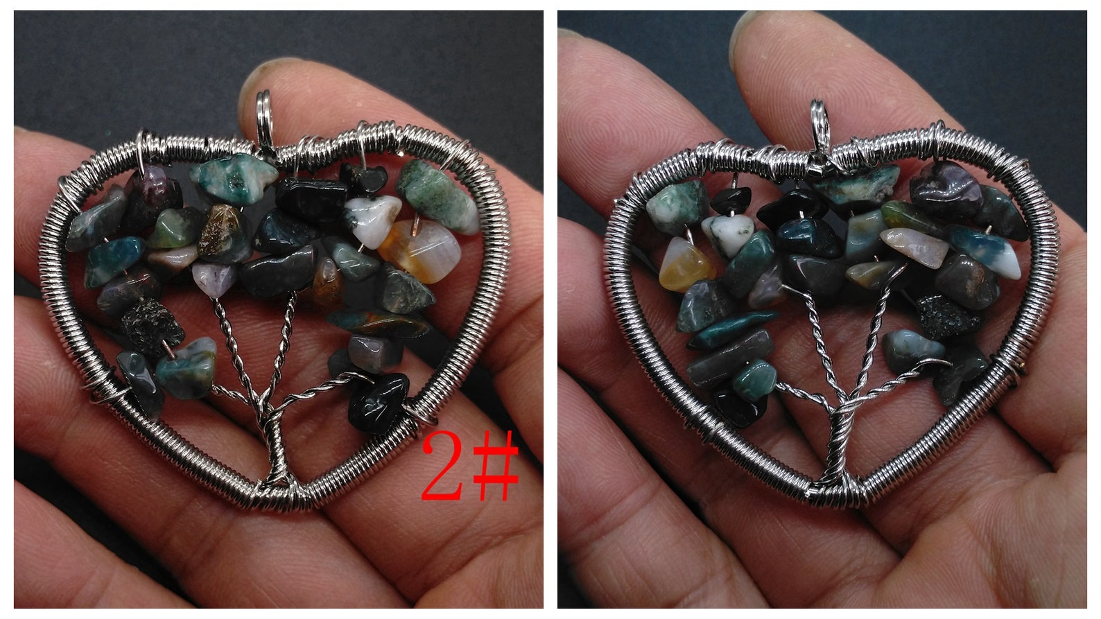 Heart Tree Natural Gemstone Pendant Rose Quartz - Etsy