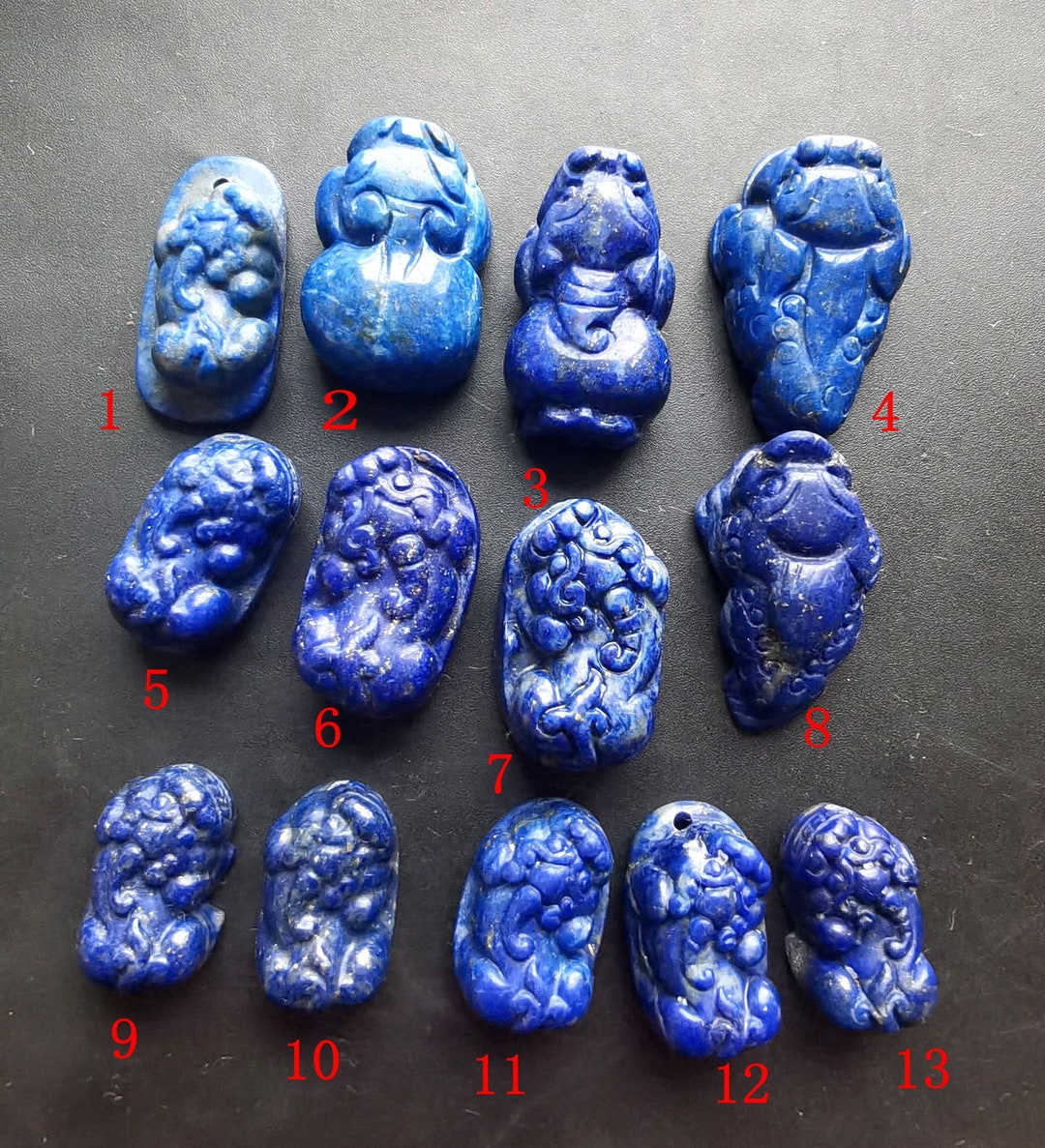 Carved Lapis Lazuli Pixiu Dragon Pendant: Gemstone Amulet - Etsy