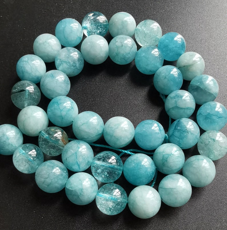 Round Aquamarine Quartz Beads 8mm10mm12mm Blue Smooth - Etsy
