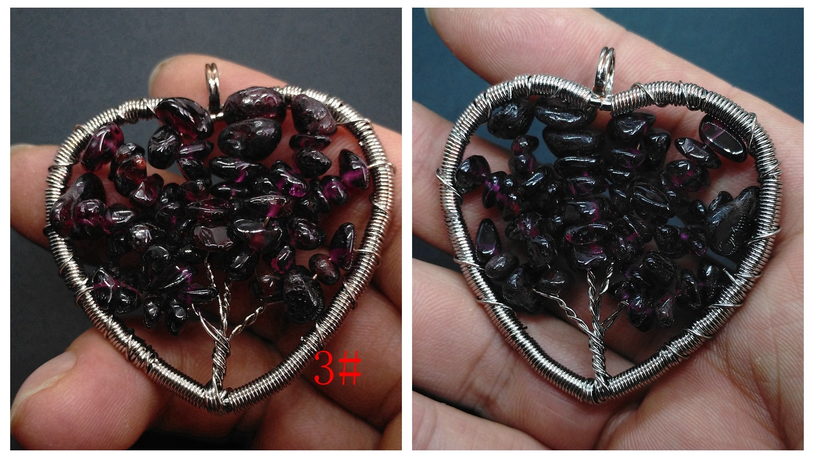 Heart Tree Natural Gemstone Pendant Rose Quartz - Etsy