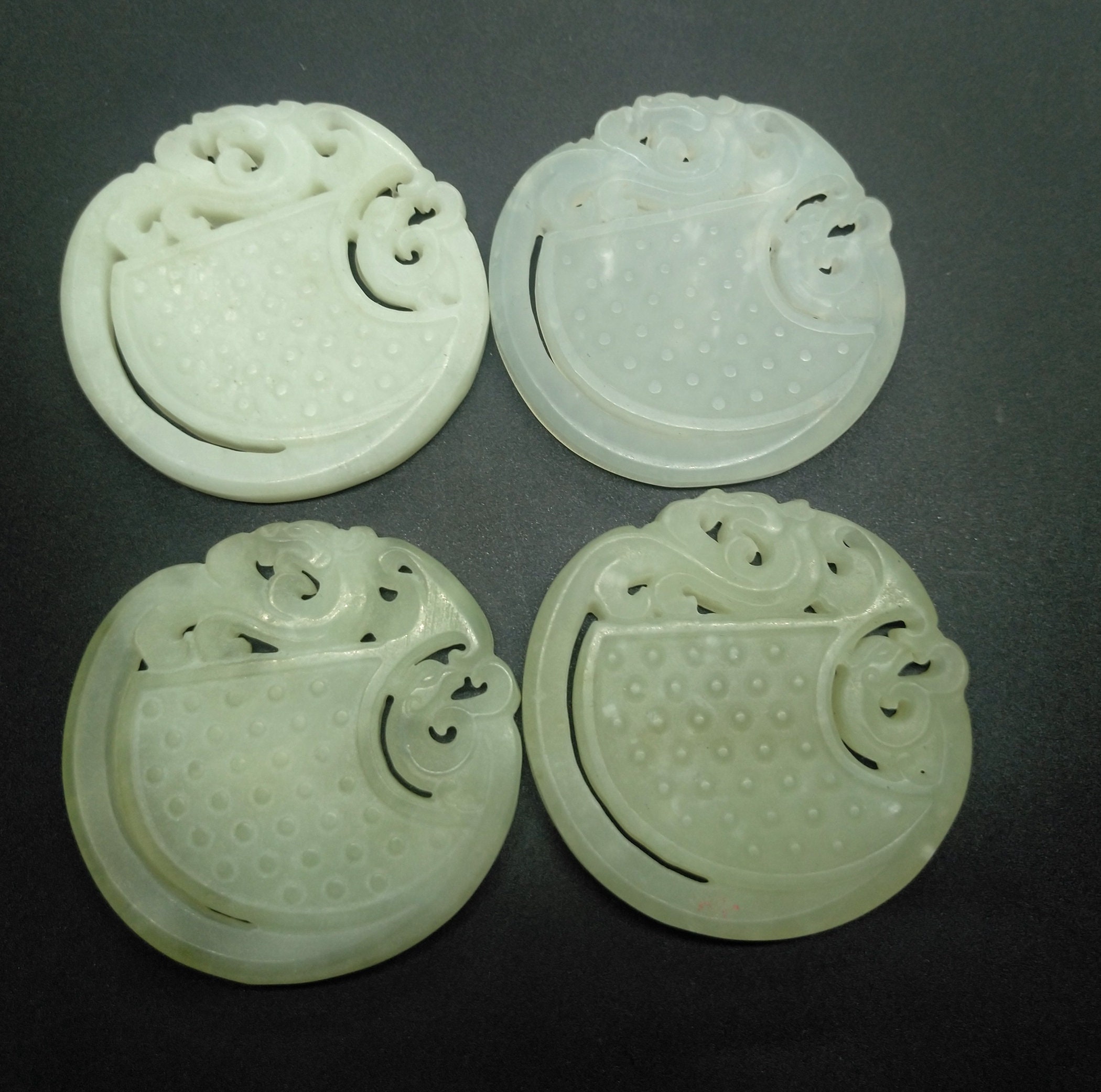 Dragon Phoenix axe jade pendant Coin Carved natural green | Etsy