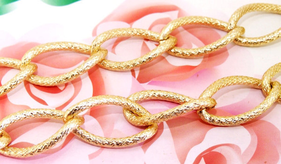 Long Shiny Chunky Gold Textured Chain Wide 15mm Gold Aluminum | Etsy