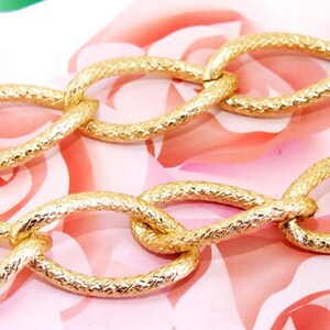 Long Shiny Chunky Gold Textured Chain Wide 15mm Gold Aluminum Metal ...