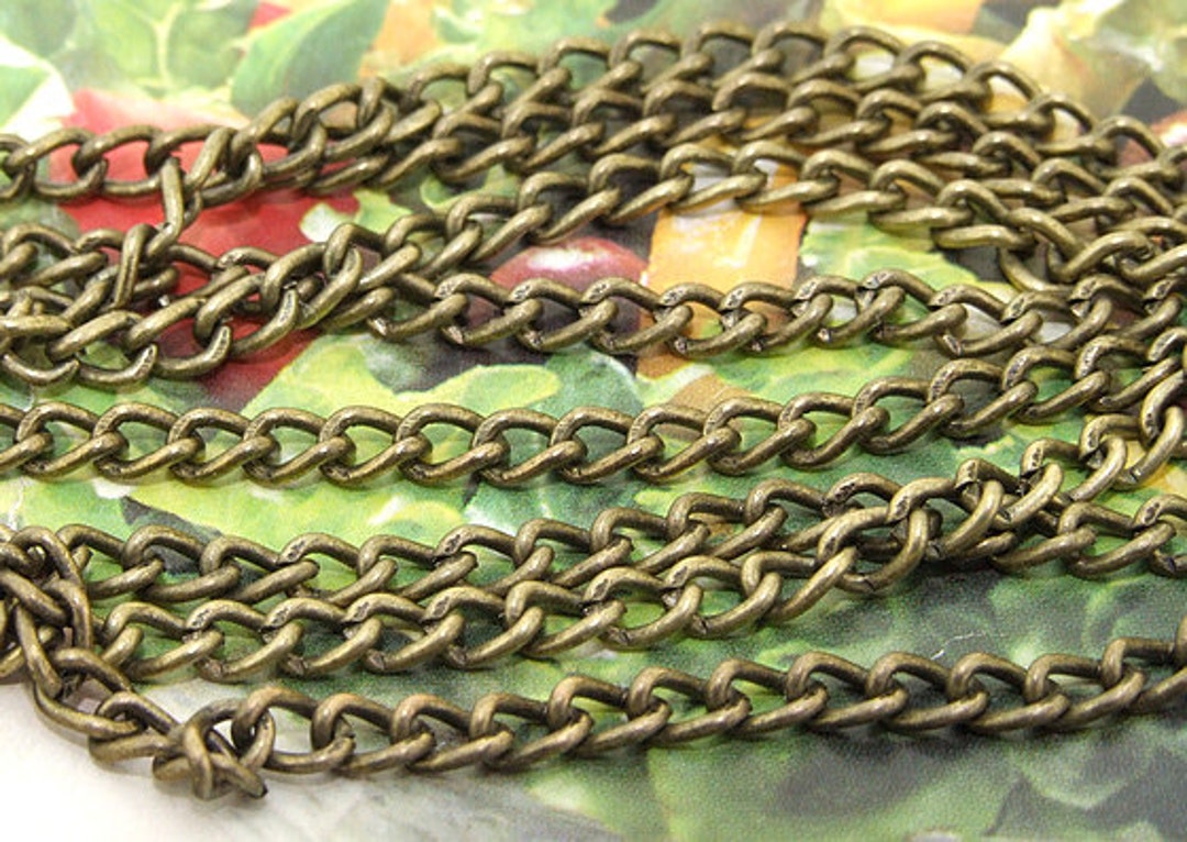 Long One Chain Oval Loop Twist Copper Metal Chain 3mmx2mm--- 38" Long ...