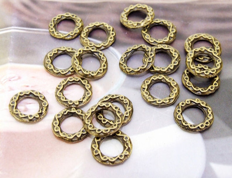 40beads Lots Ring Wheel Fitting Beads Antique Bronze Filigree - Etsy