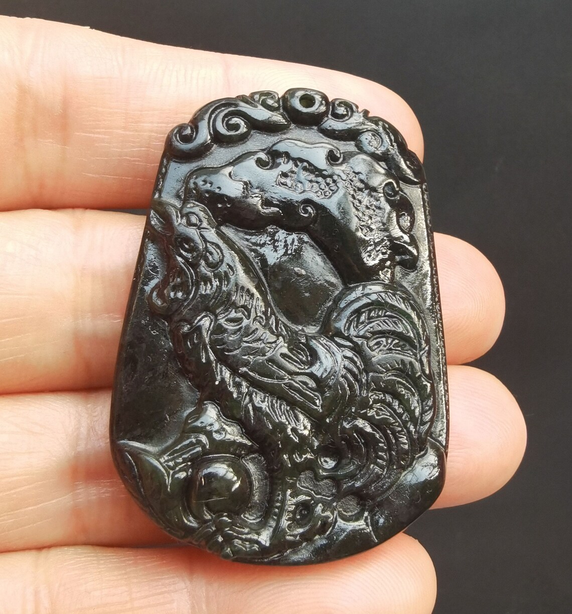 Chinese Zodiac natural black Jade stone | Etsy