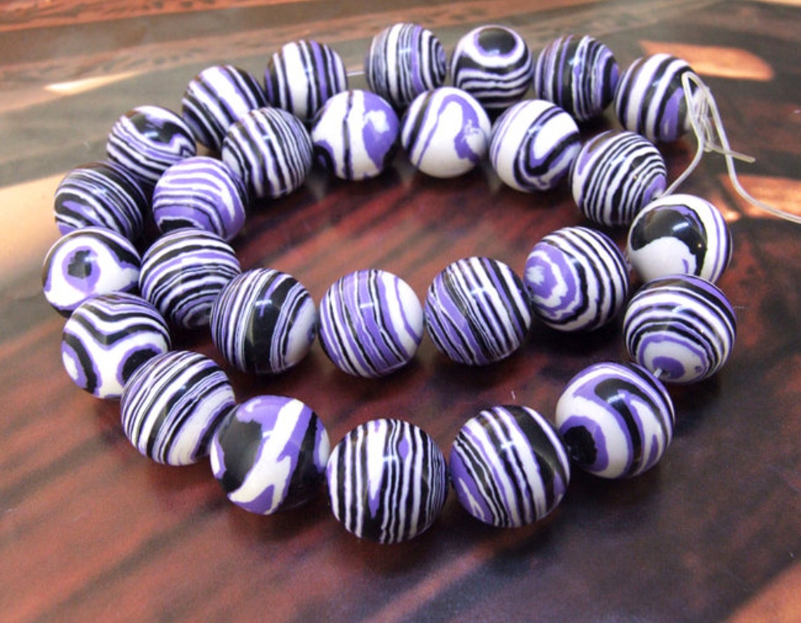 4mm 6mm 8mm 10mm 12mm 14mm Round Purple Zebra Stripe Malachite - Etsy