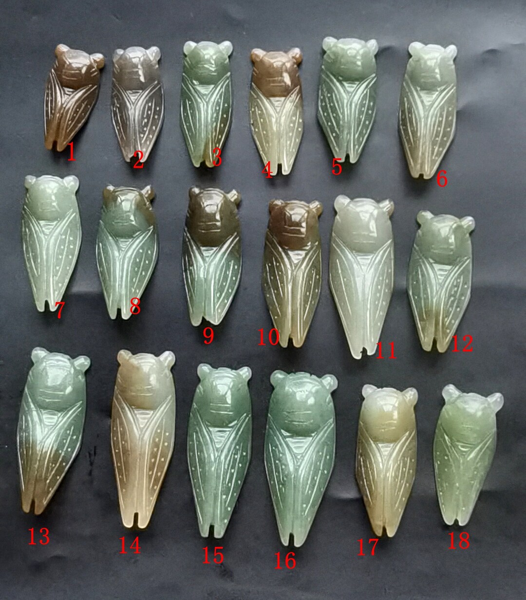 Genuine 3D Cicada Carving Natural Green Hetian Qing Jade Stone Pendant ...