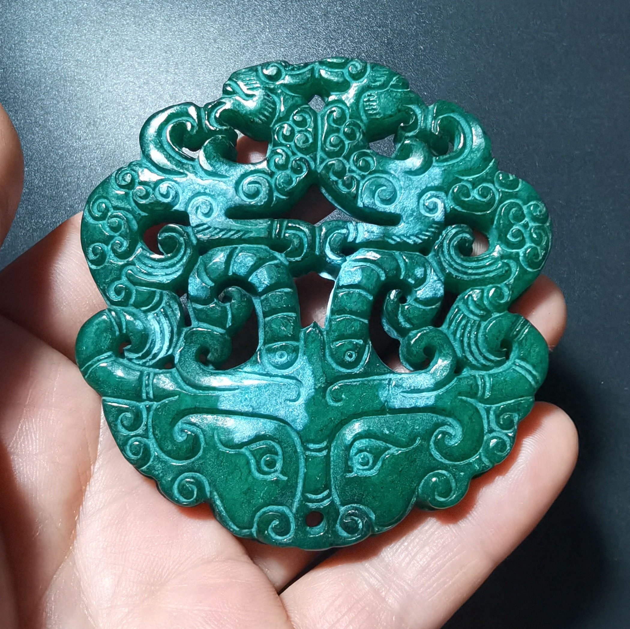 Chinese Goat Headchinese Dragon Jade Stone Pendant Circle | Etsy