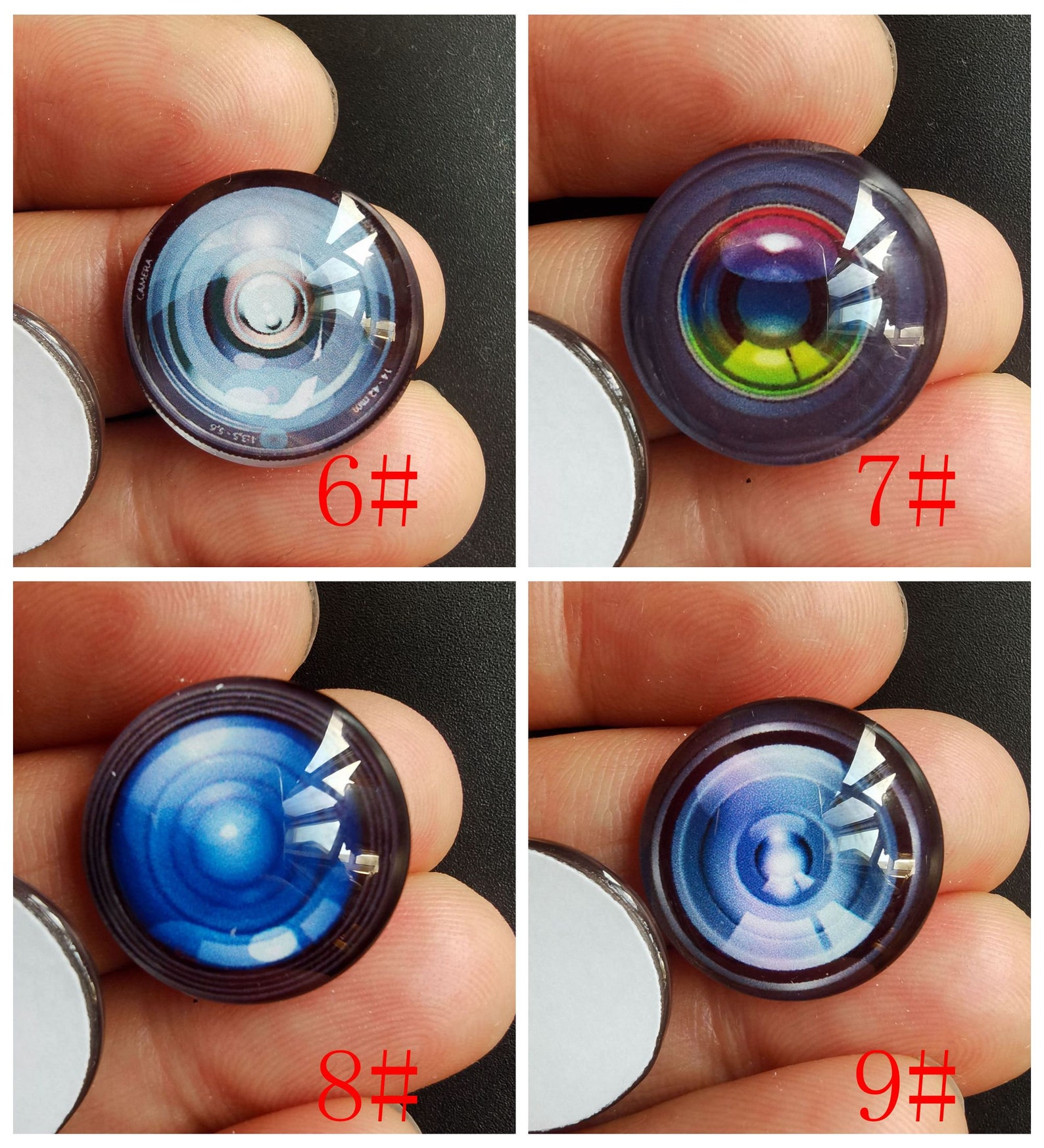 Black Grey Camera Lens Handmade Photo Glass Cabochon Dome10mm 12mm 14mm ...