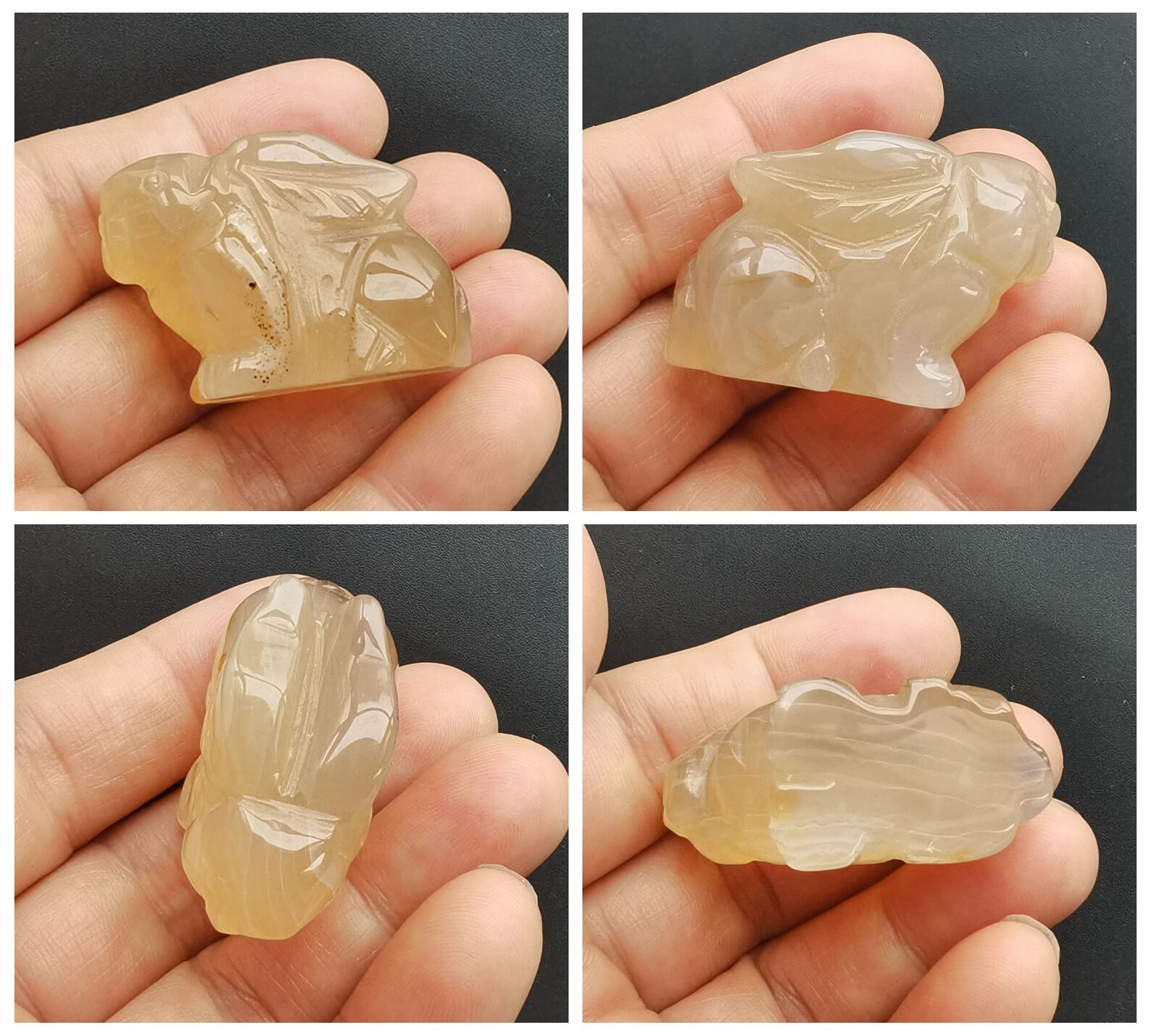 Rabbit,fengshui,carved Natural Agate Stone,aventurine,blue Veins Stone ...