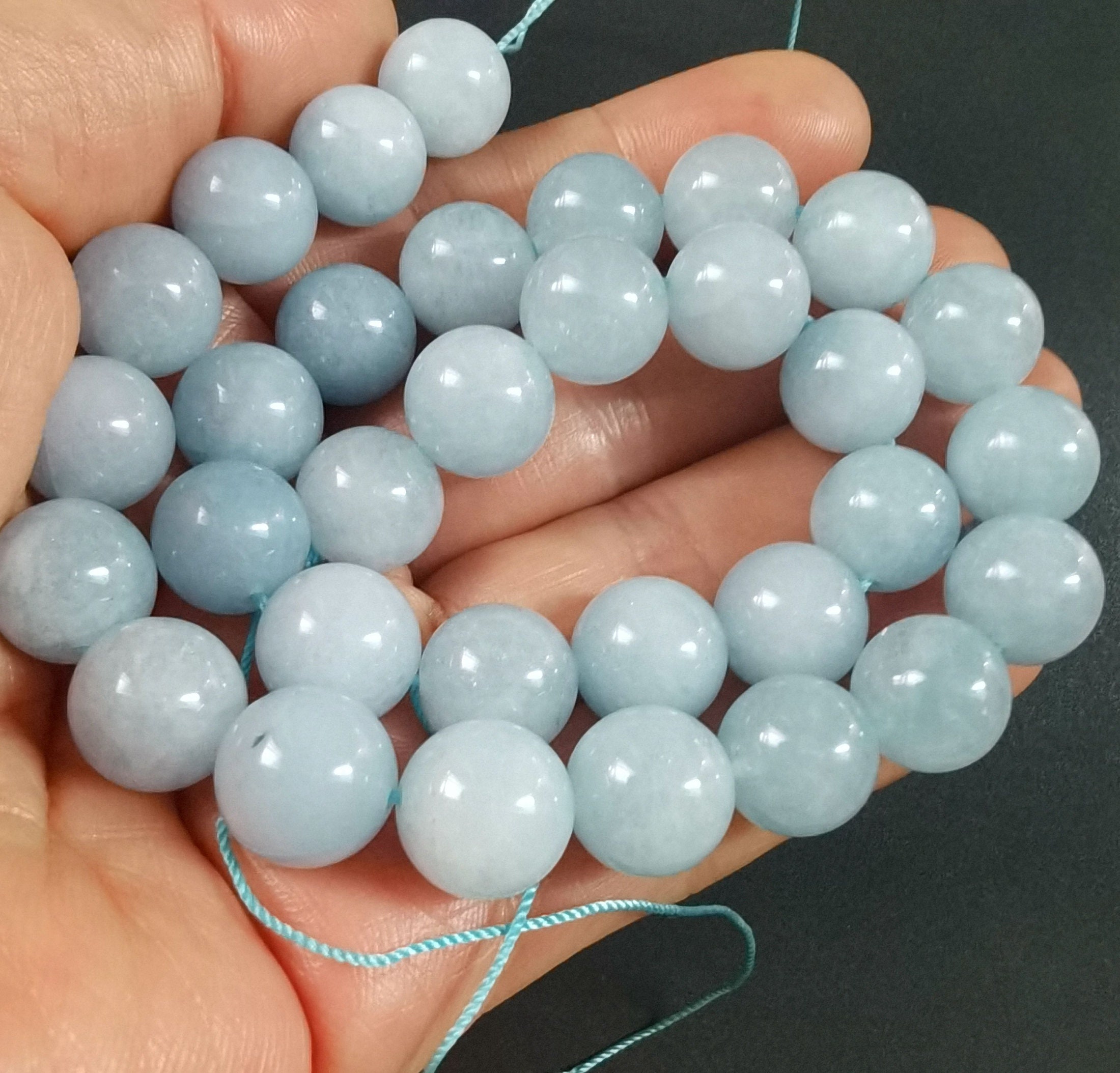 Round Aquamarine Quartz Strand 6mm8mm10mm12mm Blue Smooth - Etsy