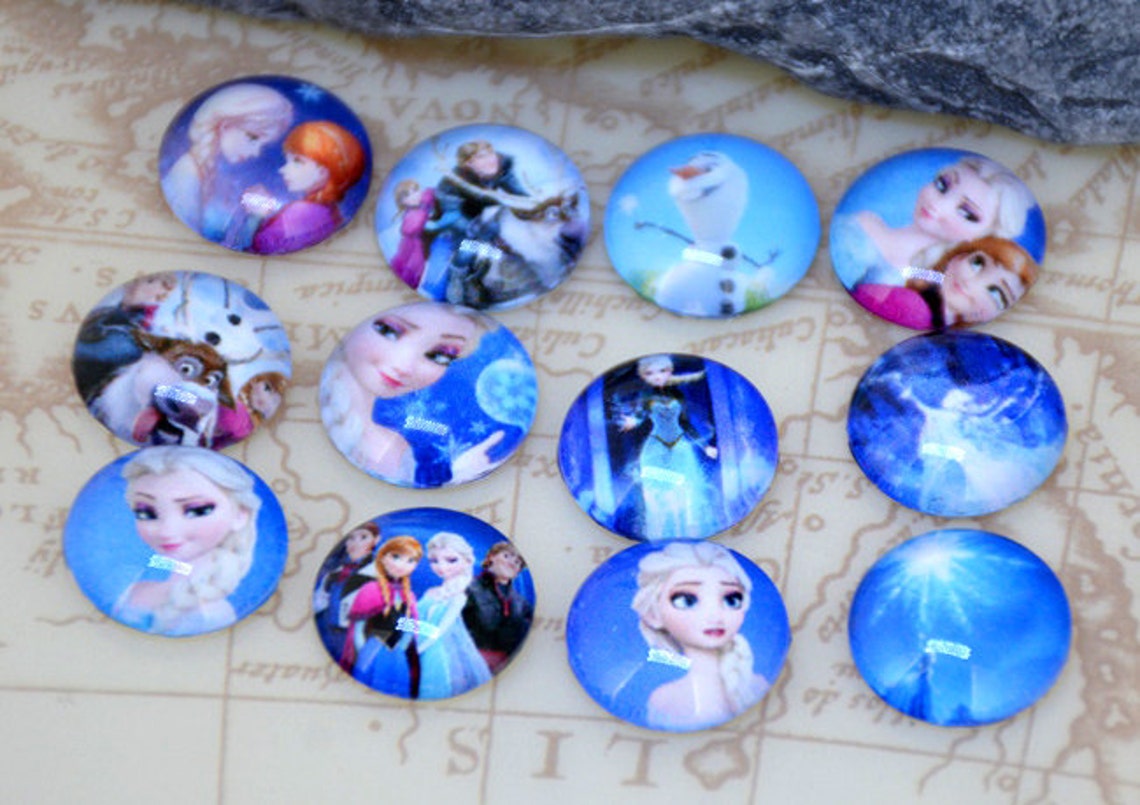 Circle Blue Frozen Elsa Handmade Photo Glass Cabochon Dome10mm - Etsy