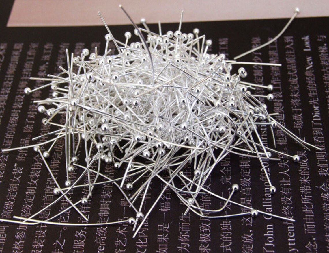 Plated Silver Ball Head Pin Needle Finding Filigree Metal | Etsy