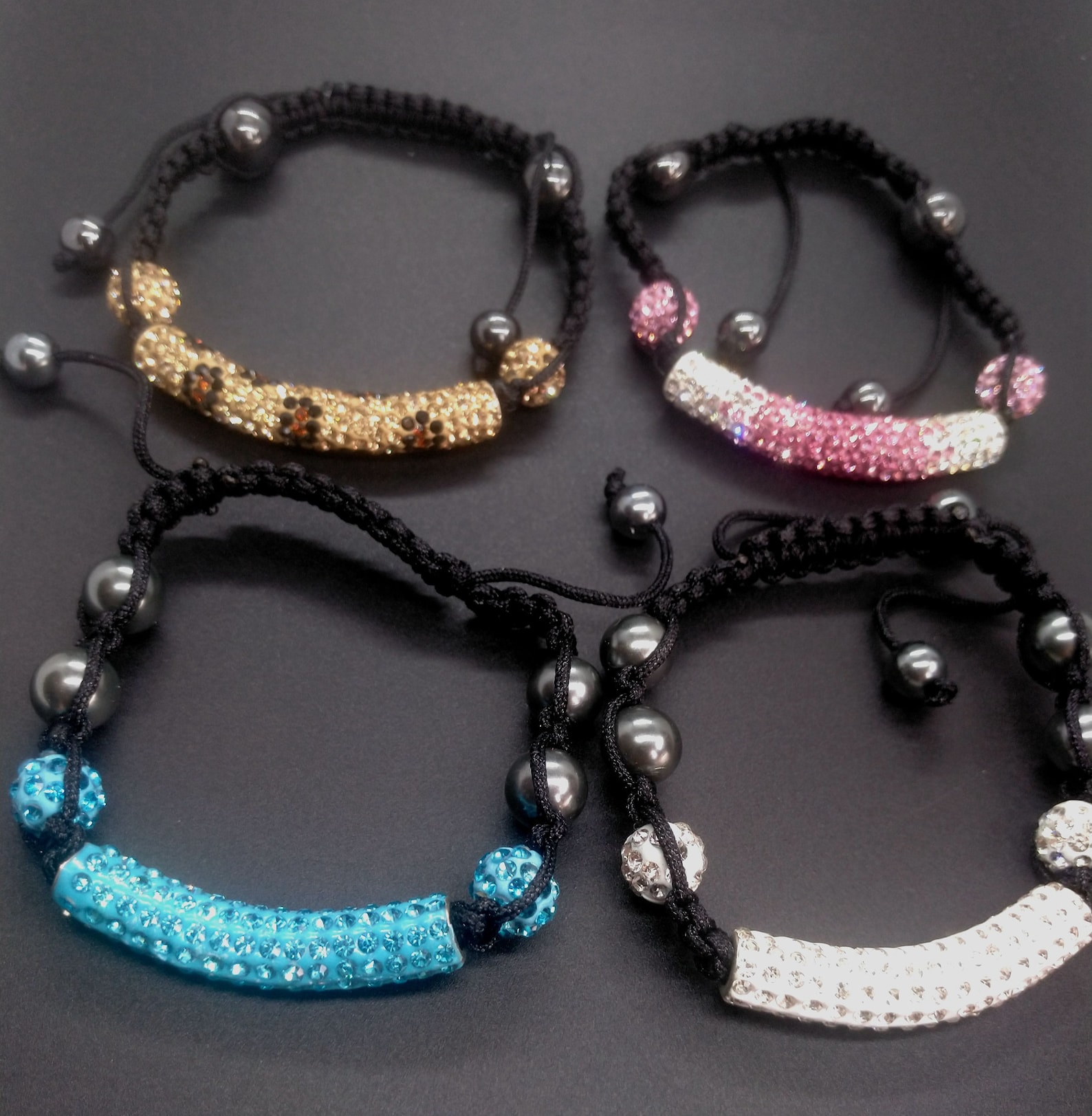 Gorgeous Pipe Crystal Hand Bracelet Champagne Blue Pink White - Etsy