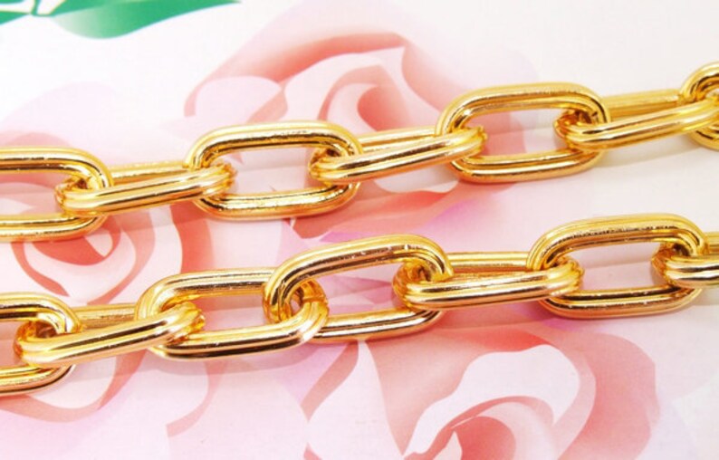 Long Shiny O Loop Twist Cut 12mm-22mm Plated Gold Aluminum Metal Chain ...