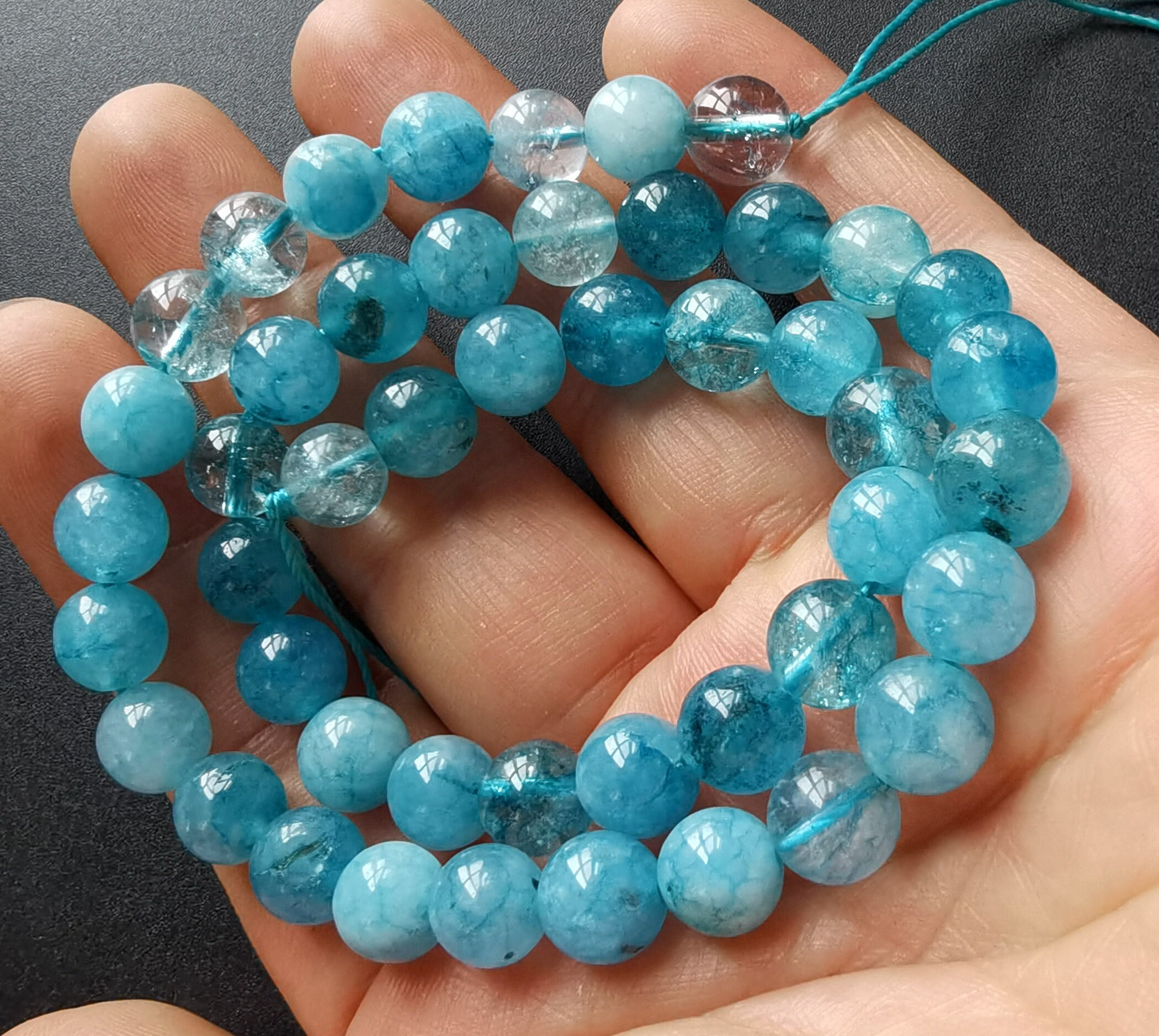 Round Aquamarine Quartz beads 8mm10mm12mm Blue smooth | Etsy