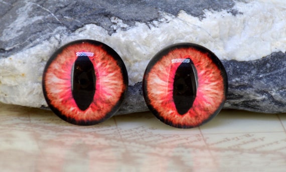 Circle Red Eye Handmade photo glass cabochon dome beads 10mm | Etsy