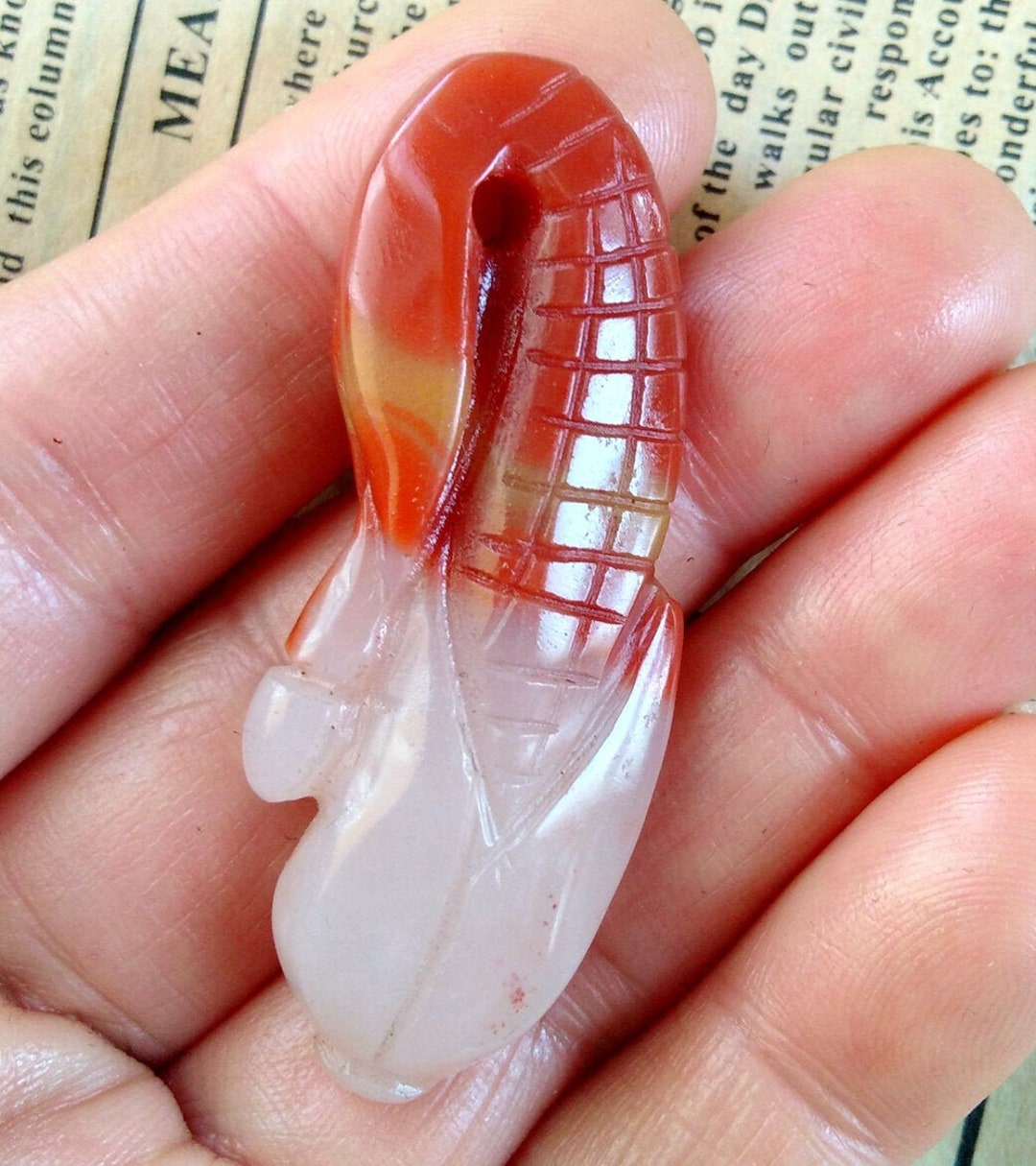 Carved Red Jade Flower Pendant: Natural Green Jade Corn Link - Etsy