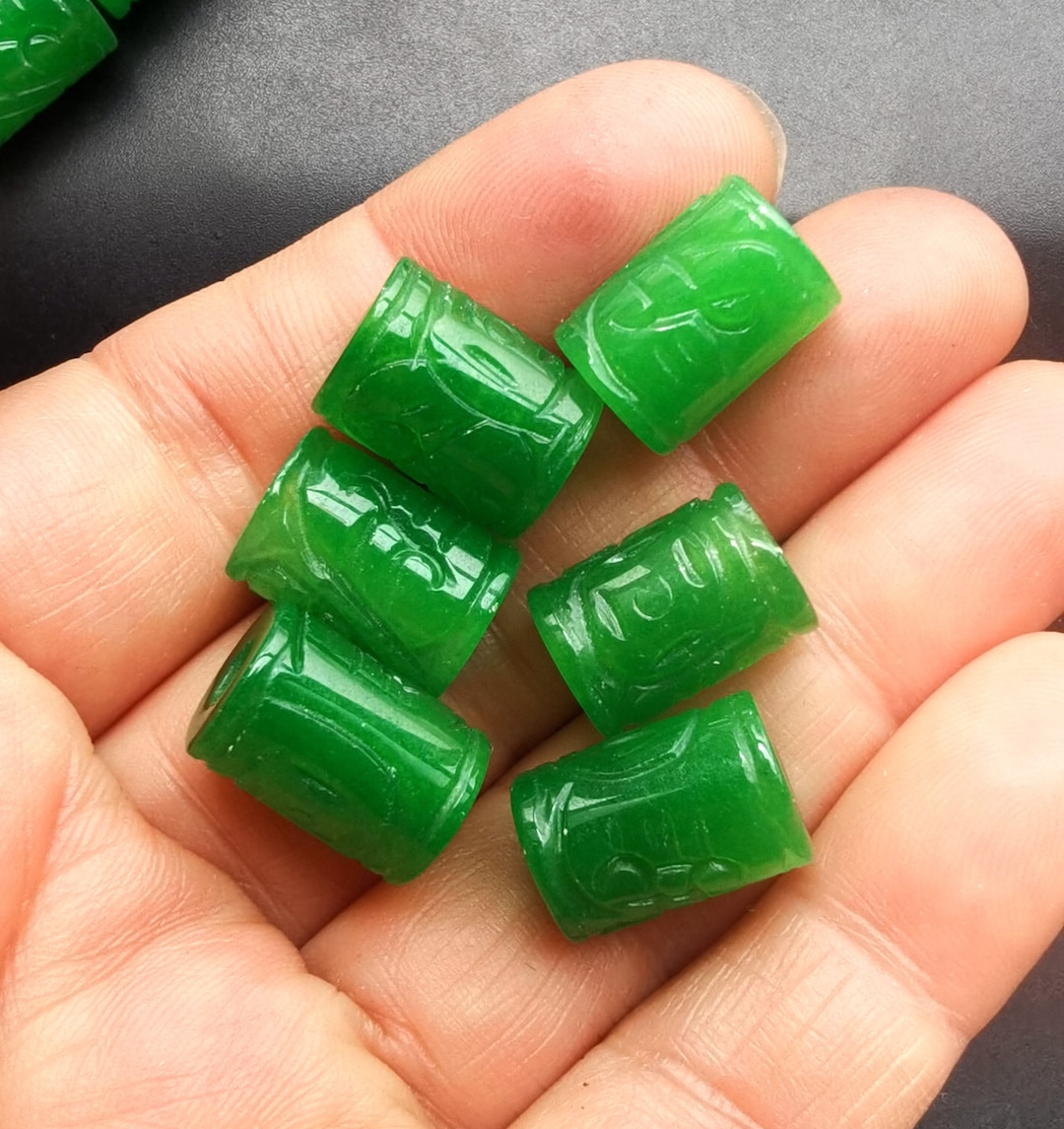 Circular Column,cylinder Tube Dread Carving Green Jade Stone,dreadlock ...