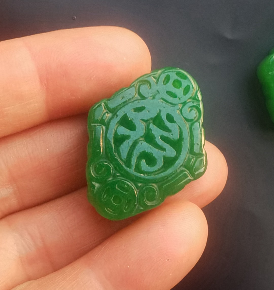 3D Carved Green Jade Pendant: Lu Symbol Amulet - Etsy
