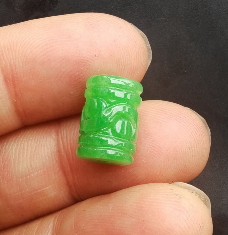 Circular Column,cylinder Tube Dread Carved Green Jade Stone,dreadlock ...