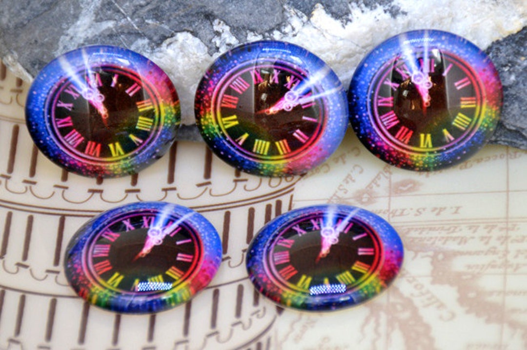 Glitter Watch Face Handmade Photo Glass Cabochon Glass Dome 10mm ...