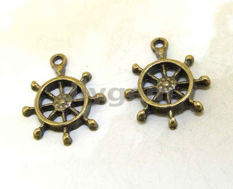 10pcs Charm Carved Steering Wheel Pendant Antique Bronze - Etsy