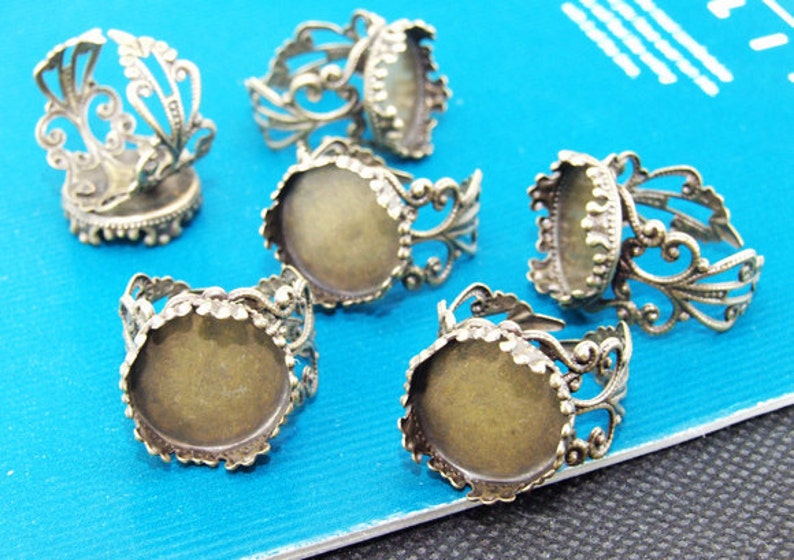8PCS Setting Antique Bronze Base King Rings Ase Filigree Metal | Etsy