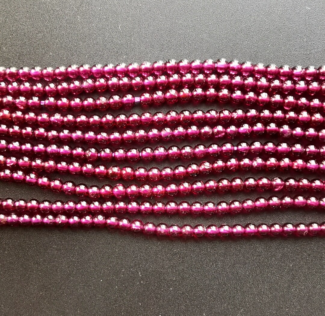 AAA Purple Red Garnet Strand, Samll Beads, Round Smooth ,3mm,138beads ...