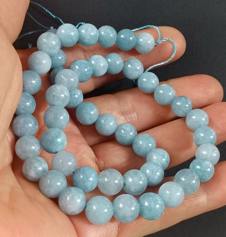 Round Aquamarine Quartz Strand 6mm8mm10mm12mm Blue smooth | Etsy