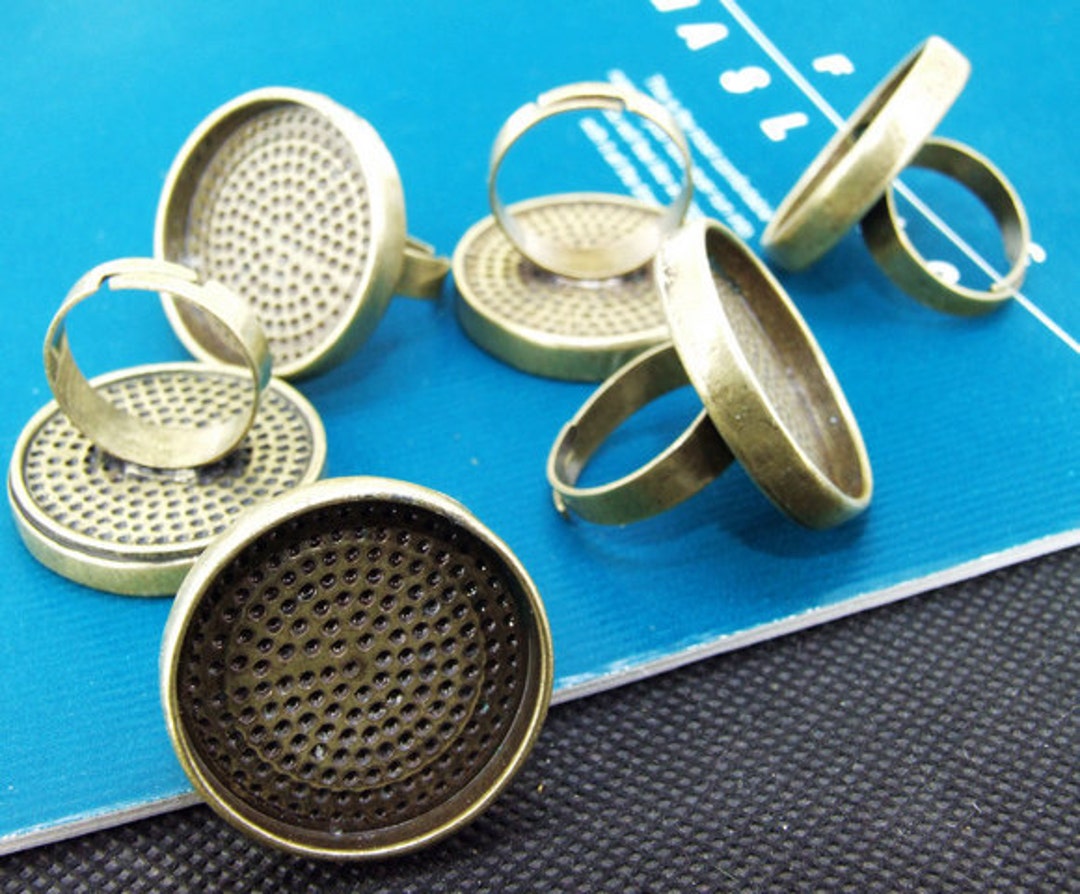 6PCS Setting Antique Bronze Base Rings Ase Filigree Metal 25mm ...