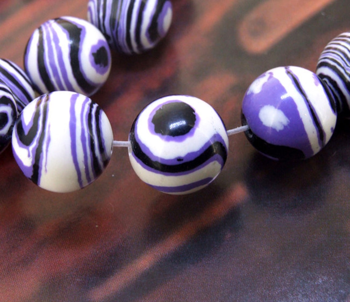 4mm 6mm 8mm 10mm 12mm 14mm Round Purple Zebra Stripe Malachite - Etsy