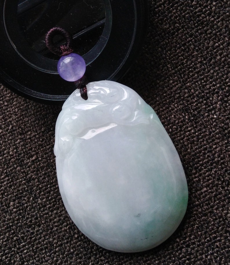 Carved Natural Untreated Jadeite Jade Pendant Flower Dragon | Etsy