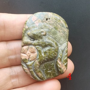Rat,mouse,flower,leaf Handmade Carved Stone Pendant,natural Gemstone ...