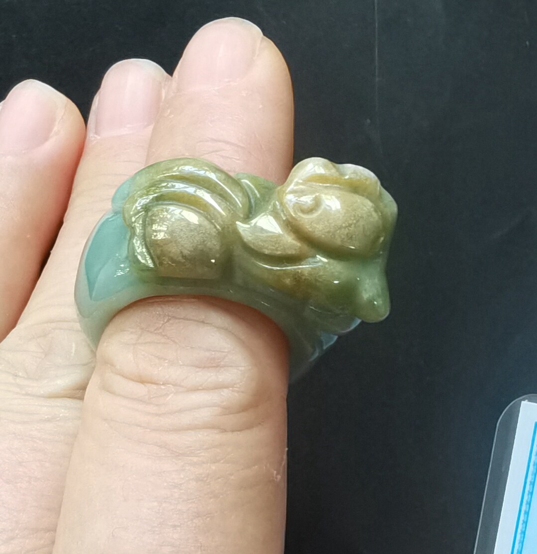 Certified,us 8 Dragon Pixiu Carving Natural Burmese Green Jadeite Jade ...