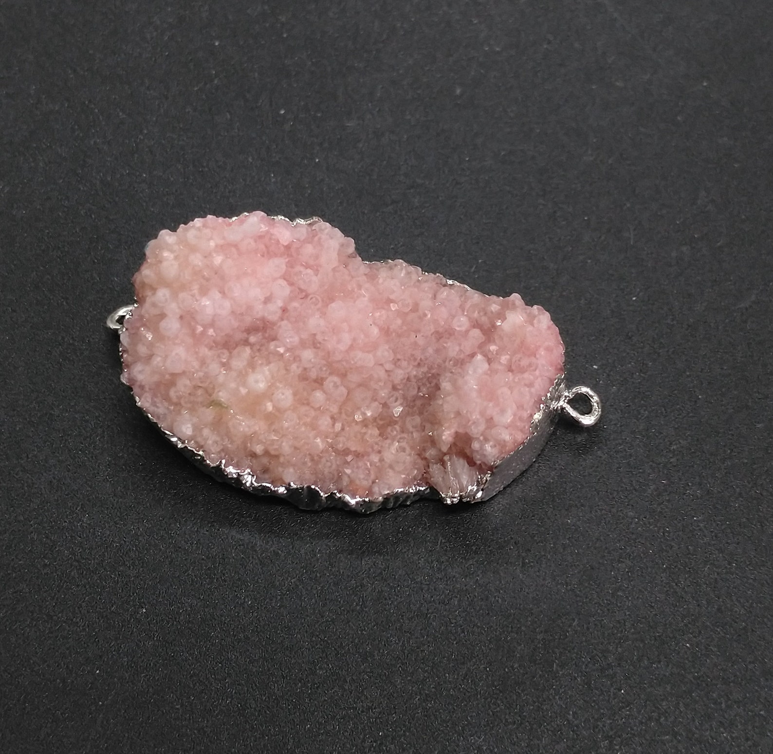 Druzy Geode Two Loop Link Orange pink Geode agate crystal | Etsy