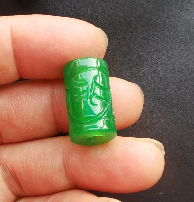 Circular Column,cylinder Tube Dread Carving Green Jade Stone,dreadlock ...