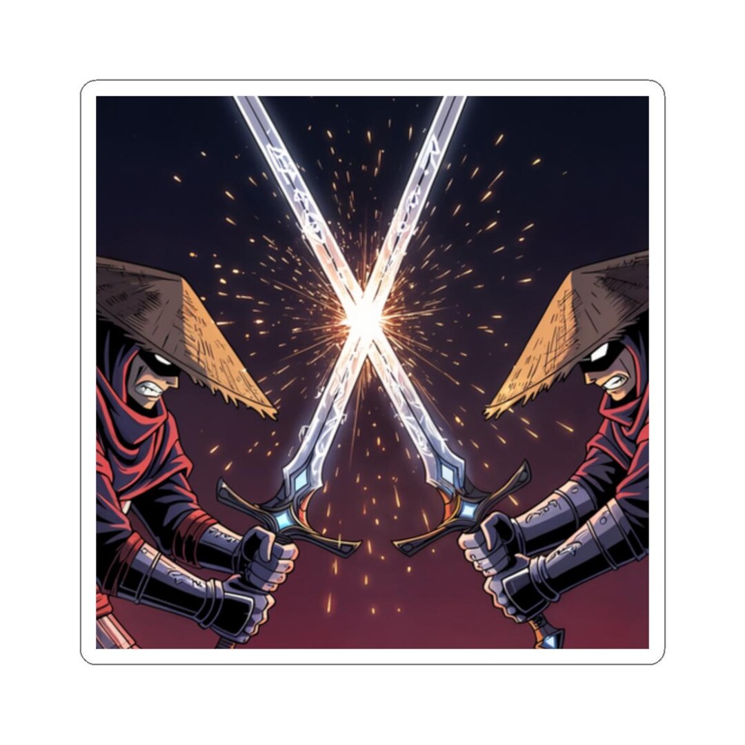 Epic Samurai Duel Sticker: Anime Ninja Laptop Decor - Etsy