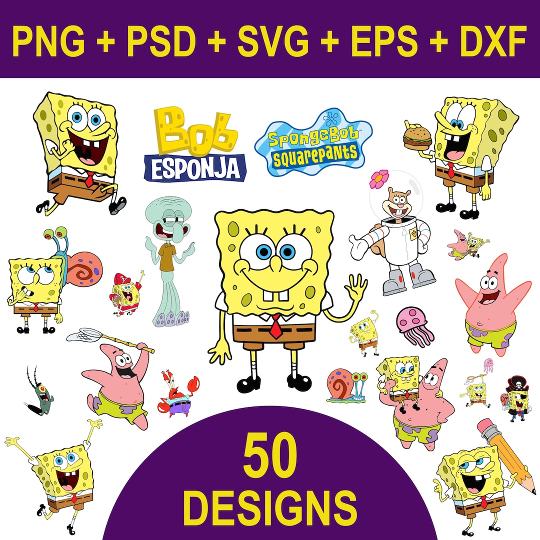 50 imágenes prediseñadas de Bob Esponja: archivos de corte SVG ...