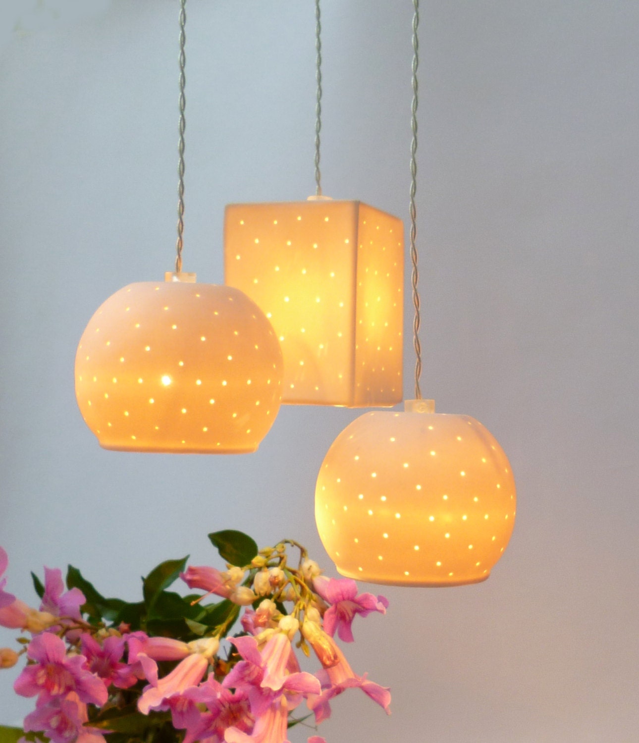 Three Bells Perforated Porcelain Pendant Lights - Etsy