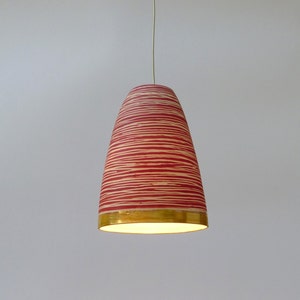 Porcelain Bell With Red Stripe and 14k Gold. Hanging Lamp - Etsy