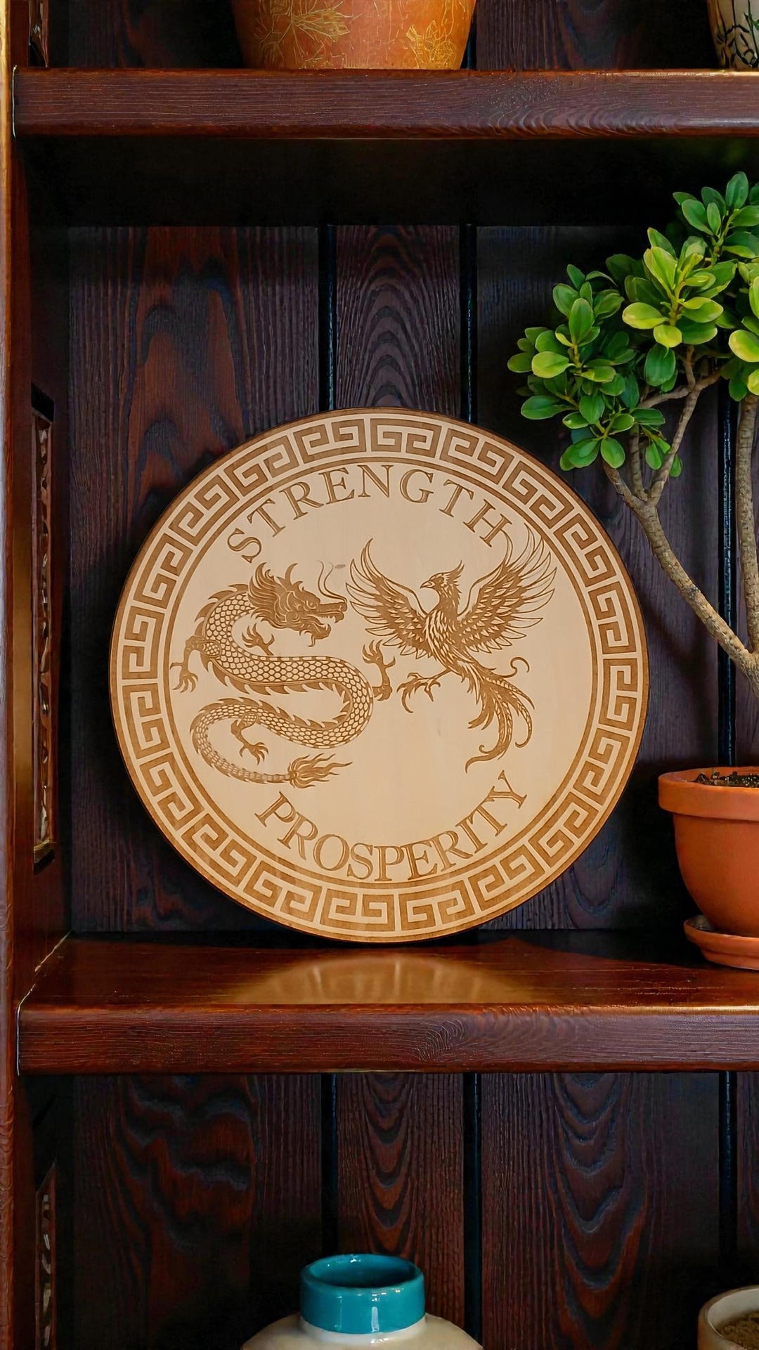 Ornamental Dragon & Phoenix Plaque - Etsy