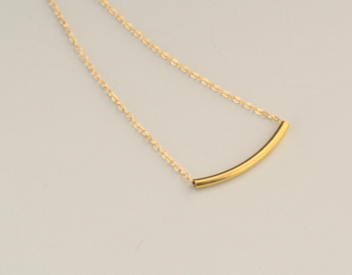Curved Bar Necklace Gold Filled Necklace Gold Bar Necklace Etsy
