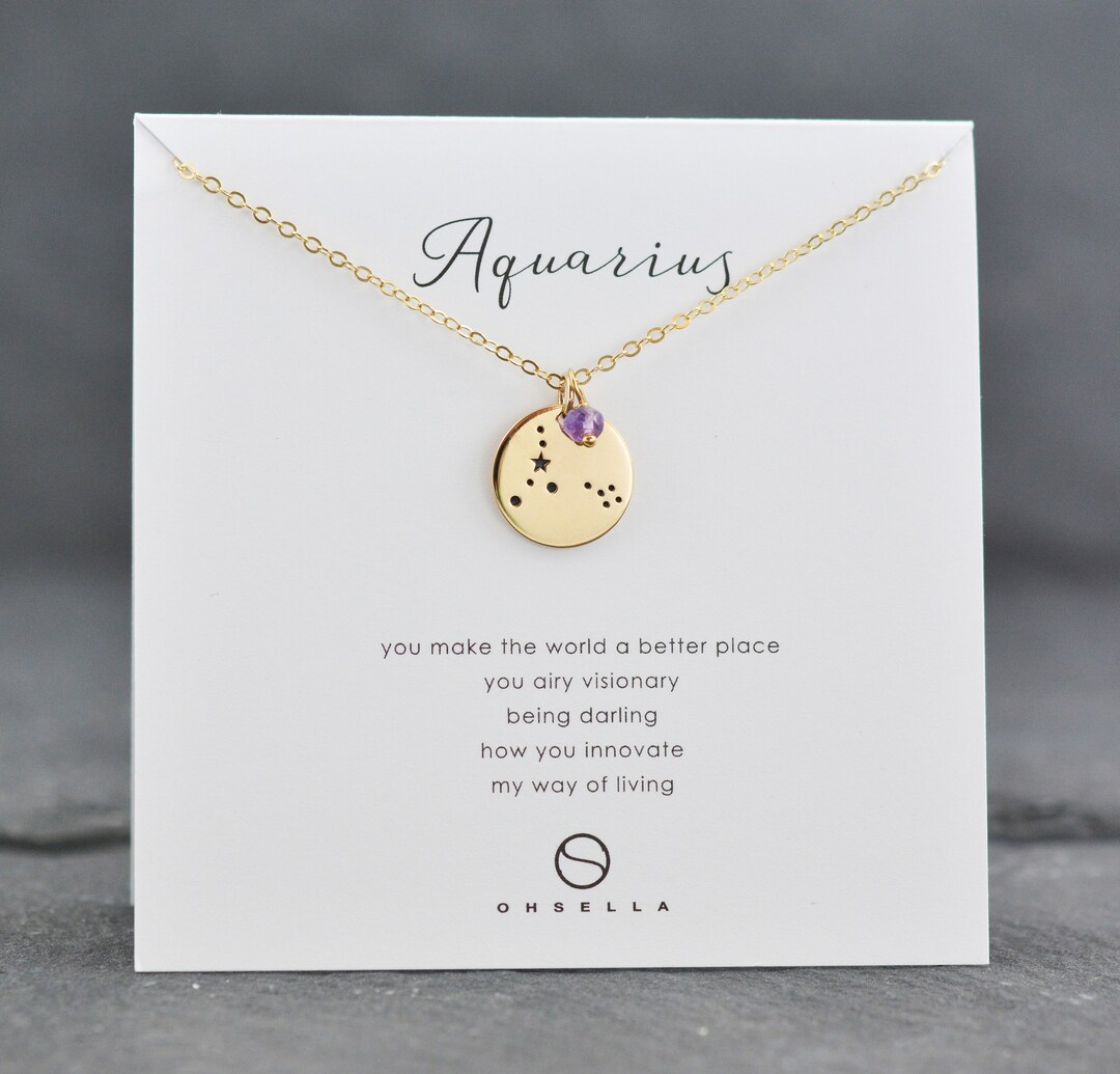 Zodiac Sign Necklace, Aquarius Necklace, Constellation Necklace ...