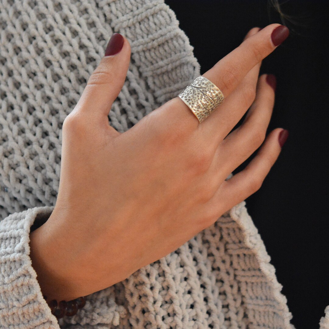 Thumb Ring, Adjustable Ring, Wide Silver Ring, Statement Ring, Wide ...