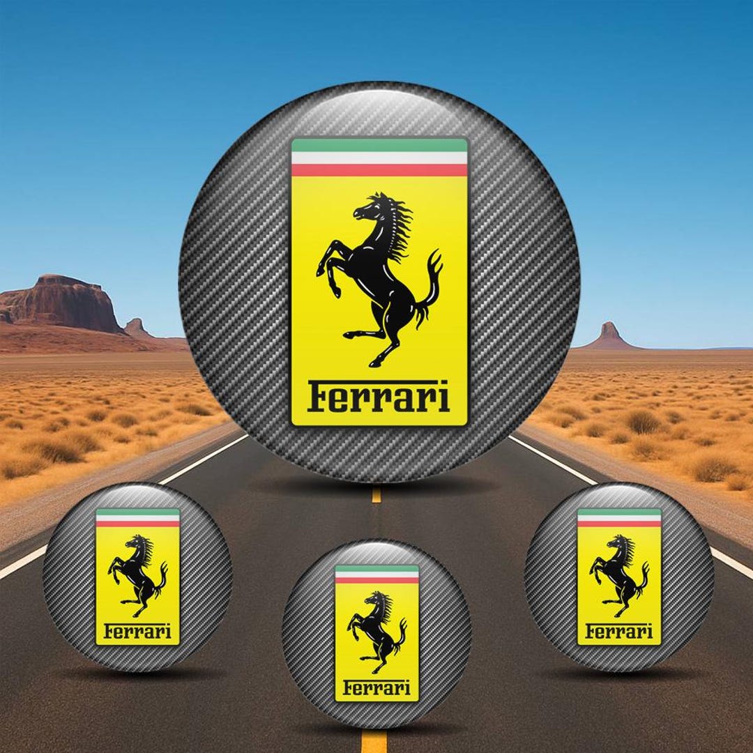Set of 4 Ferrari Wheel Hub Cap Logo Decals Vinyl Stickers for Car Rims ...