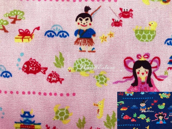 Japanese Peach Boy Folklore 1/2 Yard Pure Cotton Fabric | Etsy