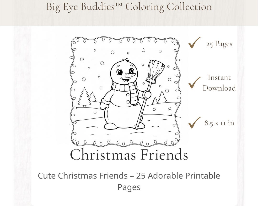 Christmas Friends Coloring Book – 25 Baby Holiday Characters (PDF) - Etsy
